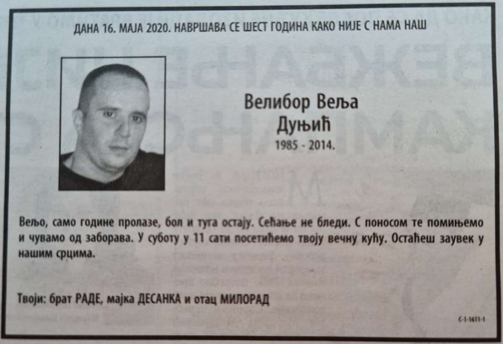 ŠOKANTNO: Brat ne tereti okrivljene za ubistvo Velibora Dunjića