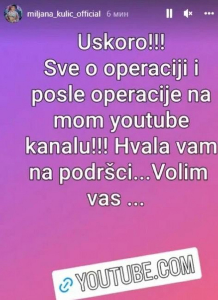 PRVA MILJANINA OBJAVA NAKON IZLASKA IZ BOLNICE: Kulićeva na Instagramu najavila otkrivanje ...