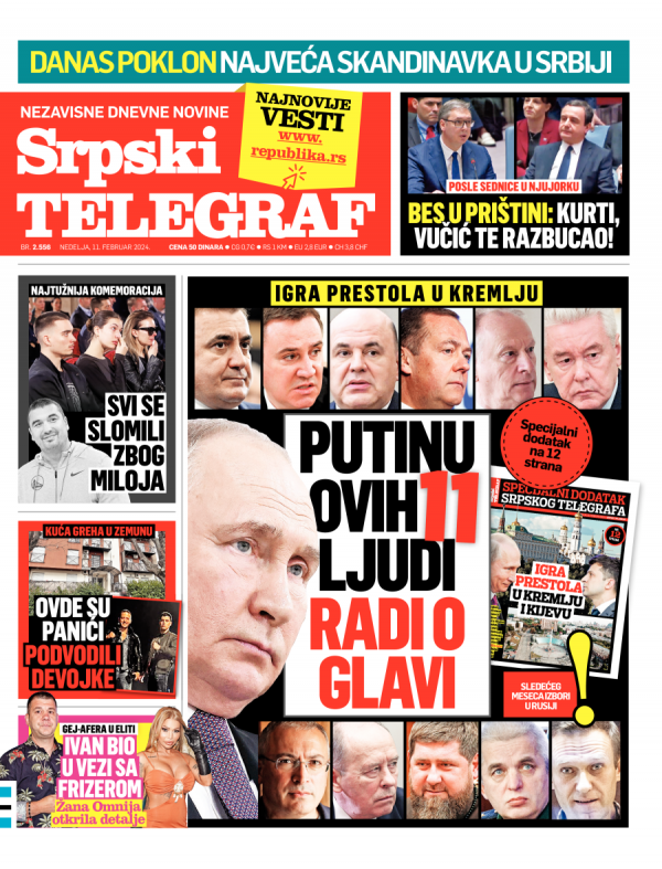 Republika | Naslovna strana Srpskog telegrafa za 11.02.2024.