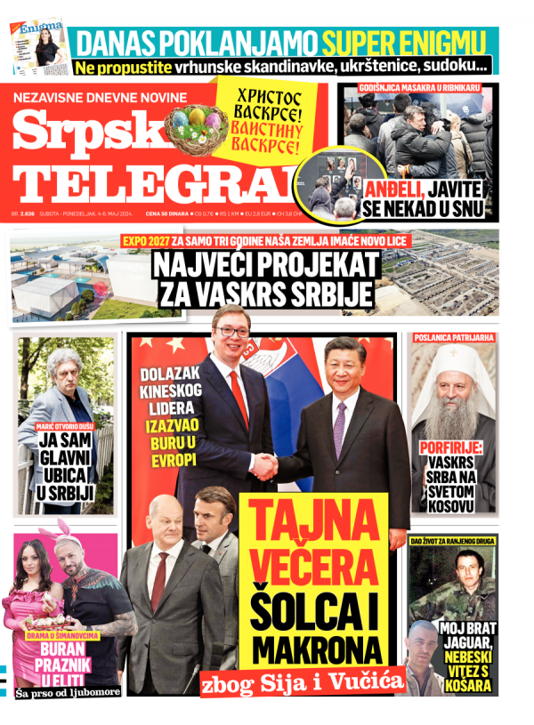 Republika | Naslovna strana Srpskog telegrafa za 04.05.2024.
