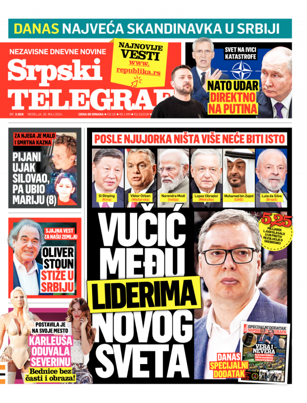 Republika | Naslovna strana Srpskog telegrafa za 26.05.2024.