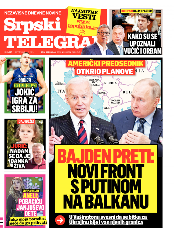 Republika | Naslovna strana Srpskog telegrafa za 06.06.2024.
