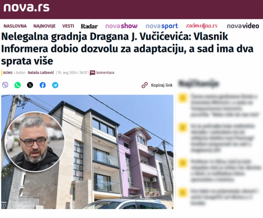 OVAKO SU PRIPREMILI NAPAD NA DRAGANA J. VUČIĆEVIĆA: Portal Nova javno otkrio adresu na kojoj s ...